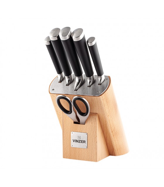 Komplet 5 noży w bloku + nożyczki Falcon 50122 - Witek Home